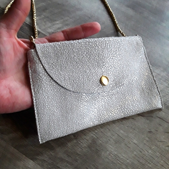 Sorial | Bags | Sorial Crossbody White Metallic Leather Bag | Poshmark